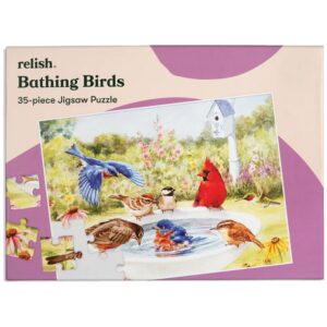 relish large piece puzzles for seniors, 35 piece bathing birds jigsaw puzzle, dementia products for elderly