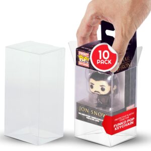 evoretro funko pop protector for funko pocket pop keychain standard box size - 10 pack - 0.35 mm clear thick pet plastic display protective case box. protect and organize your funko pop collection.