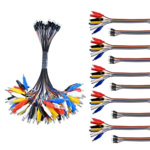 oiyagai 10pcs 2 in 1 alligator clip to dupont wire 10pin 30cm male, crocodile clip to jumper wire 10pin 30cm male for test lead arduino/raspberry pi/orange pi