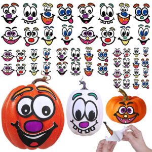 supla 48 kits halloween funny face pumpkin decorating craft kits decorates 48 pumpkins foam jack-o'-lantern self-adhesive halloween stickers for kids pumpkins art project classroom activity