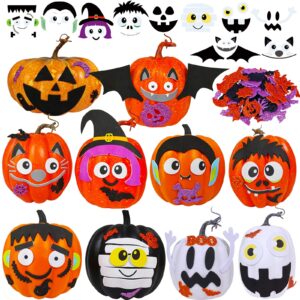 supla 30 kits halloween funny face pumpkin decorating craft kits decorates 30 pumpkins foam jack-o'-lantern self-adhesive glitter halloween stickers for kids pumpkins art project classroom activity