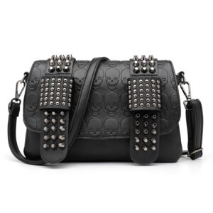 lui sui women gothic skull cross body purse bags skull rivet shoulder bag purse