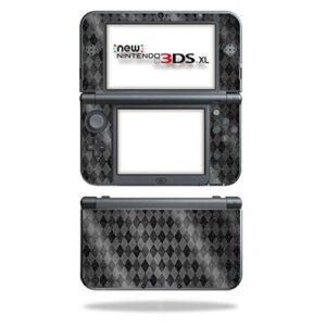 mighty skins mightyskins glossy glitter skin for nintendo new 3ds xl (2015) - black argyle | protective, durable high-gloss glitter finish | easy to apply, remove, and change styles | made in the usa