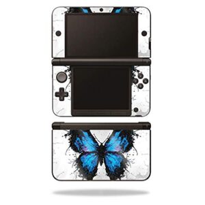 mightyskins glossy glitter skin for nintendo 3ds xl original (2012-2014) - butterfly splash | protective, durable high-gloss glitter finish | easy to apply, remove, and change styles | made in the usa