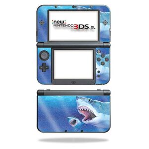 mightyskins glossy glitter skin for nintendo new 3ds xl (2015) - great whites | protective, durable high-gloss glitter finish | easy to apply, remove, and change styles | made in the usa