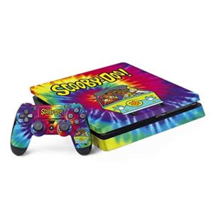 skinit decal gaming skin compatible with ps4 slim bundle - officially licensed warner bros scooby-doo tie dye design