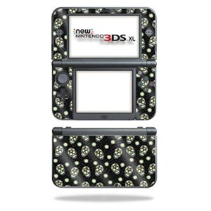 mightyskins glossy glitter skin for nintendo new 3ds xl (2015) - glowing skulls | protective, durable high-gloss glitter finish | easy to apply, remove, and change styles | made in the usa