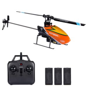 goolrc c129 rc helicopter for adults and kids, 4 channel 2.4ghz remote control helicopter with 6-axis gyro, aileronless rc aircraft with altitude hold and 3 batteries (orange)