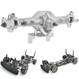 dilwe rc car metal front axle upgrade part for hsp 94180/rgt 18000 1/10 crawler-type truck toy cars, rc axles cnc metal rc axles rc accessories(silver)