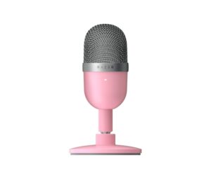 razer seiren mini - usb condenser microphone for streaming (compact with supercardioid polar pattern, tiltable stand, integrated shock absorber) quartz pink