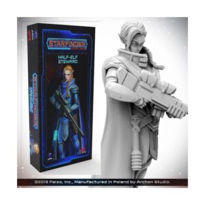 starfinder unpainted miniatures: half-elf steward- 32mm unpainted plastic miniatures by archan studio - for kids and adults ages 14+