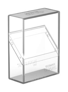 ultimate guard boulder 40+, deck case for 40 double-sleeved tcg cards, clear, secure & durable storage for trading card games, soft-touch finish