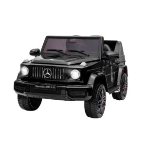 tobbi electric car for kids, licensed mercedes benz g63 kids' electric vehicle, 12v kids ride on car with parents remote control, openable doors/spring suspension system/music's play/led lights-black