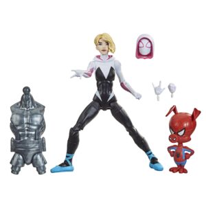 spider-man hasbro marvel legends series into the spider-verse gwen stacy 6-inch collectible action figure toy, with spider-ham mini-figure