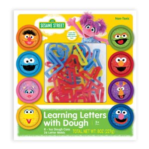 sesame street learning letters with dough | 8 1-oz cans of sesame street dough & 26 letter molds | gift for kids | fun & educational