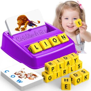 educational games for kids ages 3-8, matching letter game for kids toys for 3-8 year olds boys girls birthday gifts for 3-8 year olds girls boys preschool kindergarten educational spelling toys purple