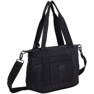 bodhi metro soft puffy midi shoulder bag with crossbody strap - black