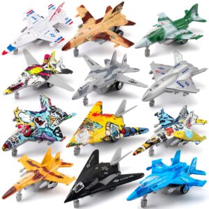 12 in 1 model airplane toys set die cast metal military themed fighter jets mini air force kids playset