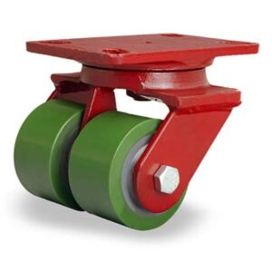 hamilton heavy service dual-wheel rigid caster part# s-hs2-3d 3-1/4" x 2" duralast polyurethane (95a) on cast iron wheels with 3/4" straight roller bearings - 1,150 lbs capacity - usa made