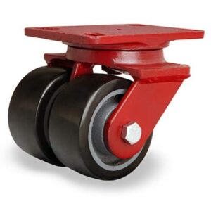 hamilton heavy service dual-wheel swivel caster part# s-hs2-4db70 4" x 2" duralast® polyurethane (70d) on cast iron wheels with 1/2" sealed precision ball bearings - 1,500 lbs capacity - usa made