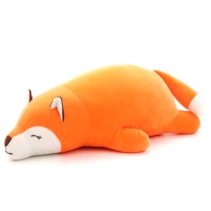 niuniu daddy fox stuffed animals not weighted, cute big lying fox plush toy, 18.1in kawaii soft plushies, hugging body pillow for christmas/birthday/party gifts presents for kids girls boys adults