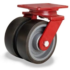 hamilton heavy service dual-wheel swivel caster part# s-hs2-6db70 6" x 2" duralast polyurethane (70d) on cast iron wheels with 1/2" sealed precision ball bearings - 2,400 lbs capacity - usa made