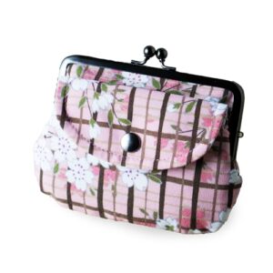 vintage floral kiss lock coin change wallet purses (sakurakoushi cherry blossoms - pink) / made in japan pouch for women