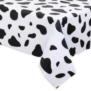 amzptboy animal birthday party decorations - 54" x 108" cow print plastic tablecloth and table cover for arts & crafts perfect for farm animal themed birthday party supplies and baby showers 2 packs