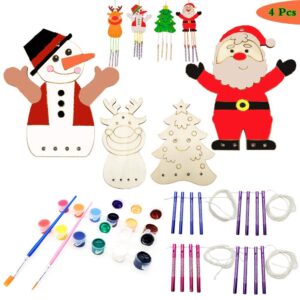 deuxper make your own christmas ornaments wind chime kit - arts & crafts construct & paint 4 wind powered musical chime diy gifts for kids, boys & girls