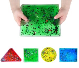 playlearn sensory gel pads - sensory bag - 3d folding pads 4pk - fidget toys - tactile sensory toys