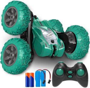 afunx remote control car, rc stunt double sided 360° rolling rotating rotation cars, high speed off road racing truck for 6 7 8-12 year old boy kids toy (green)