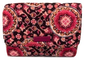 vera bradley iconic rfid riley compact wallet in raspberry medallion performance twill