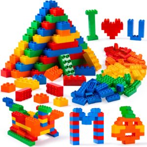 joyin 100 pcs building blocks, building bricks, toddler classic basic big duplicate blocks, 50 square and 50 rectangle toys set for ages 2 3 4 5 year old boys girls christmas birthday gift