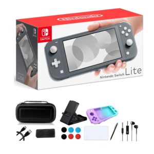 nintendo newest switch lite - 5.5" touchscreen display, built-in plus control pad, built-in speakers, 802.11ac wifi, bluetooth 4.1 - gray