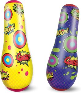 joyin punching bag for kids, 47 inches kids double-sided inflatable punching bag with bounce-back action(1 pack)