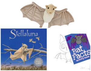 stellaluna gift set special edition hardcover by janell cannon, stellaluna stuffed animal, activity booklet, downloadable crafts with activity kit and create a bat artwork gift set