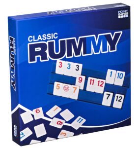 point games, classic rummy cube game, with full-size three tier exclusive folding playing racks, 2-4 players, great gift