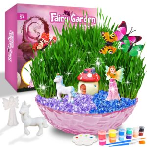 catcrafter fairy garden kit for kids | light up fairy unicorn terrarium kit | science stem toys presents | unicorn arts and crafts stuff for little girls age 4 5 6 7 8-12 year old girl gift