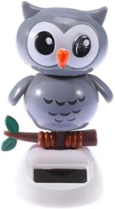 solar powered toy owl dancing toy animal shaking head car ornament dashboard decoration auto accessories - grey