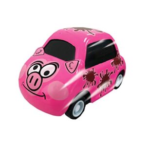 deluxebase cutie critters - pig from pull back action dicast small car for kids. farm animal toy cars that make fantastic pig gifts