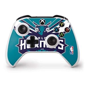 skinit decal gaming skin compatible with xbox one s controller - officially licensed nba charlotte hornets large logo design