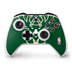 skinit decal gaming skin compatible with xbox one s controller - officially licensed nba milwaukee bucks large logo design