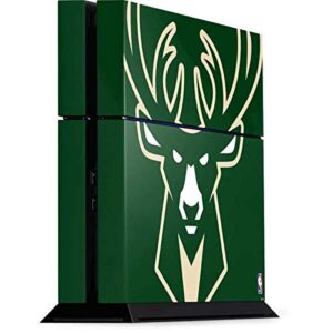 skinit decal gaming skin for ps4 console - officially licensed nba milwaukee bucks large logo design