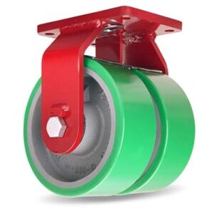 hamilton extra heavy duty dual-wheel rigid caster part# r-ehd2-63db 6" x 3" duralast polyurethane (95a) on cast iron wheels with 3/4" sealed precision ball bearings - 3,900 lbs capacity - usa made