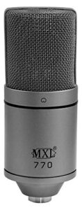 mxl 770 condenser microphone for podcasting, singing, home studio recording, gaming & streaming | xlr | large diaphragm | cardiod (gray)