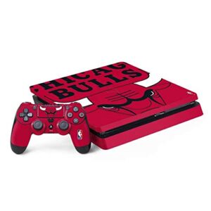 skinit decal gaming skin compatible with ps4 slim bundle - officially licensed nba chicago bulls large logo design