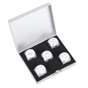 6 sided metal dice set, dnd dice set with storage box table game poker games dice accessory (silver square box)