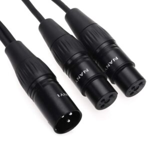 nanyi xlr splitter microphone cable xlr to xlr patch cables 3-pin xlr male to dual xlr female y cable adaptor mic cable dmx cable patch cords with oxygen -5ft