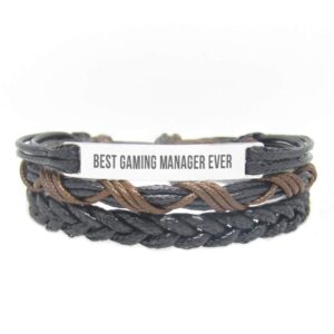 miiras handmade bracelet for men - best gaming manager ever - black 10 - made of braided rope and stainless steel - gift for gaming manager