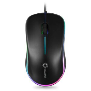 coolerplus fc112 usb optical wired computer mouse with easy click for office and home, 1000dpi, premium and portable,compatible with windows pc, laptop, desktop, notebook (purple)